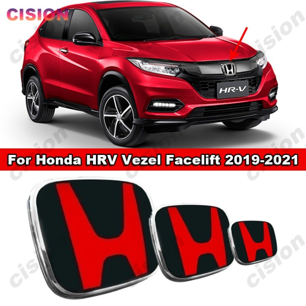 1PC Black Red 3D Honda Emblem Front Rear Steering Wheel Logo Frame ...
