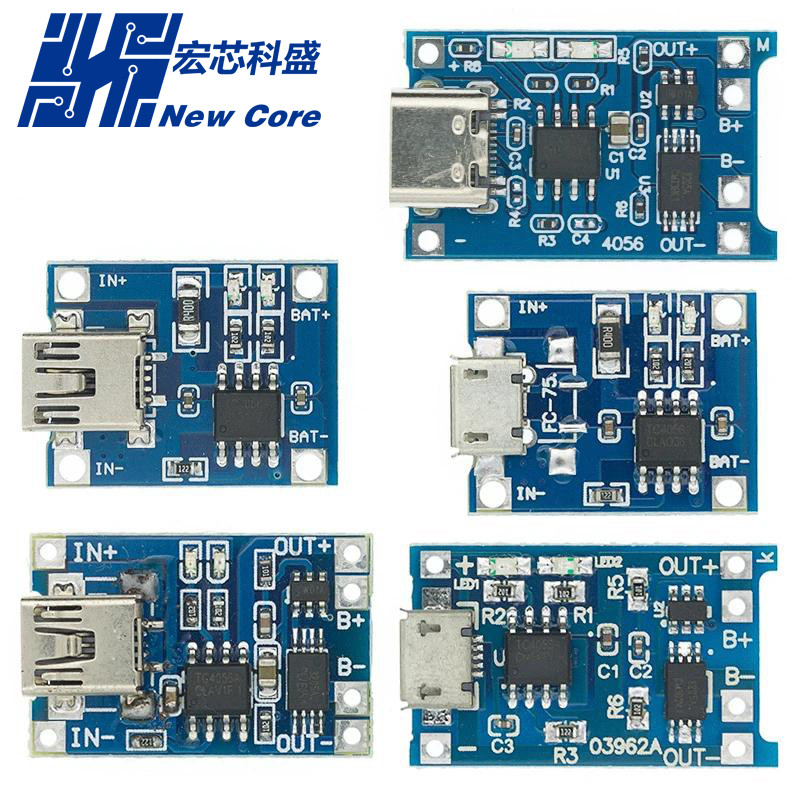 Mini Micro Type-c USB 5V 1A 18650 TP4056 Lithium Battery Charger Module ...