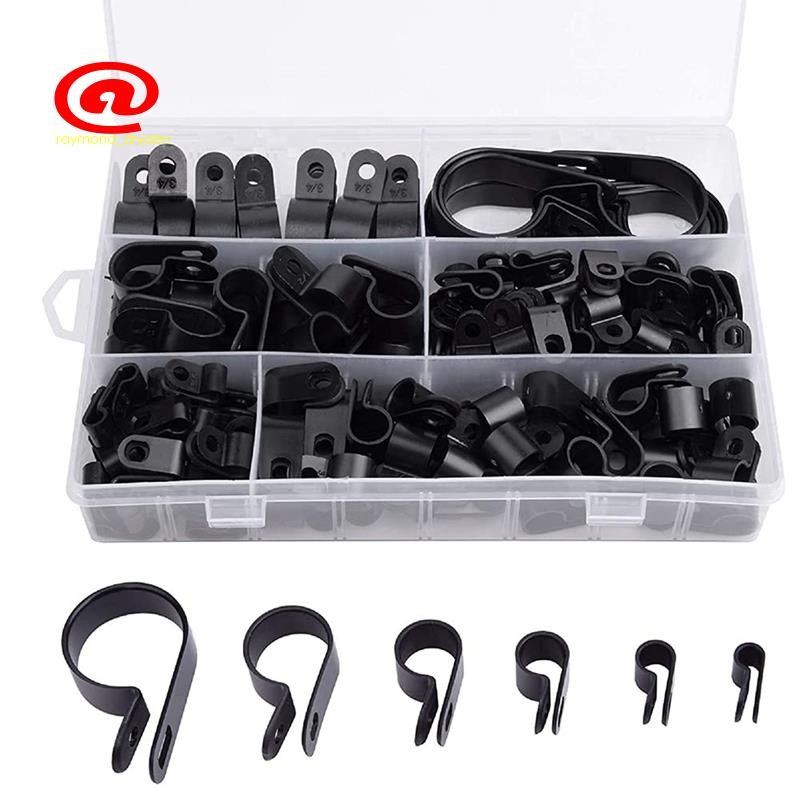 200Pcs R-Type P-Type Cable Clamps Plastic Nylon Wire Clip Assortment ...