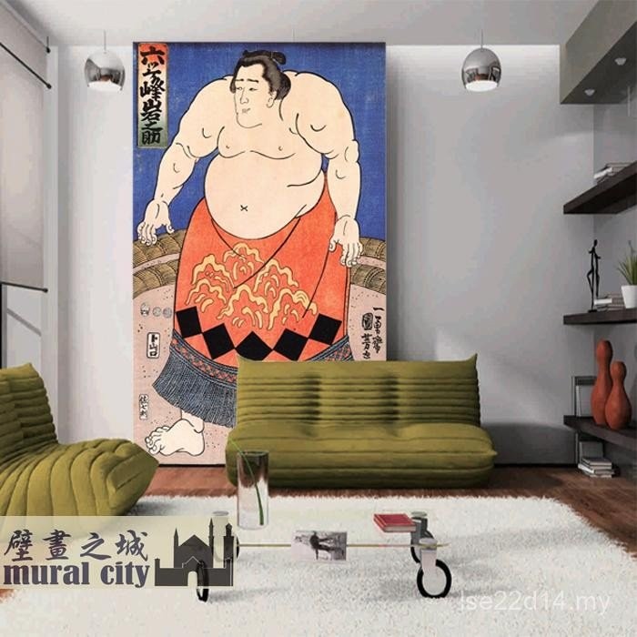 Japanese Painting Sumo Wallpaper Japanese Style Ukiyo-e Large Mural ...