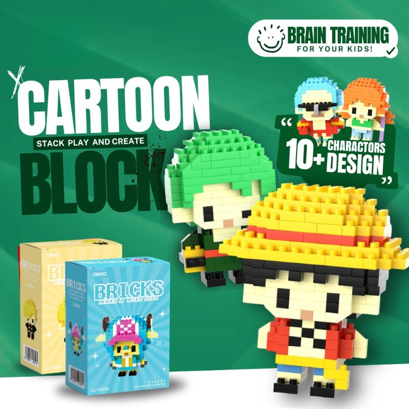 10 Cartoon Nano Building Blocks Toys One Piece Series Cartoon Puzzle ...
