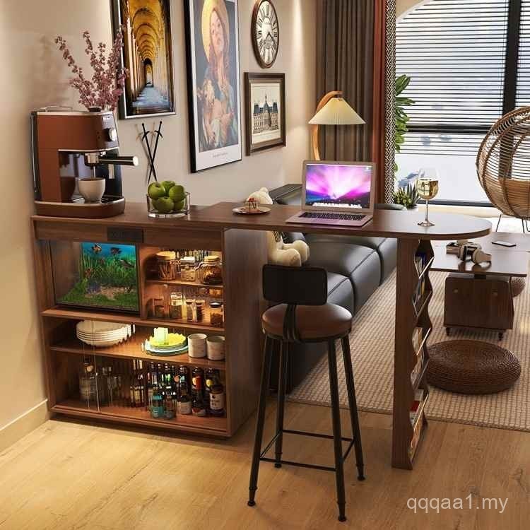 All Solid Wood Bar Table Household Living Room Foldable Retractable Bar ...