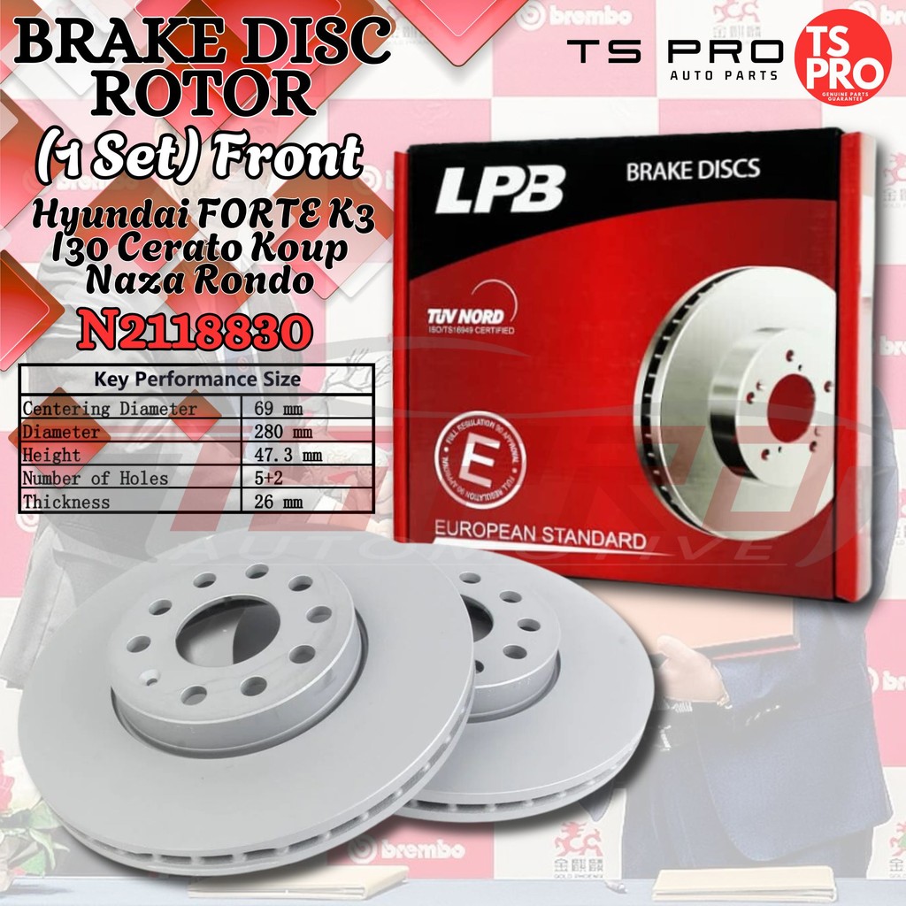 (1Set) Hyundai FORTE K3 I30 Cerato Koup Naza Rondo LPB Front Brake Disc ...
