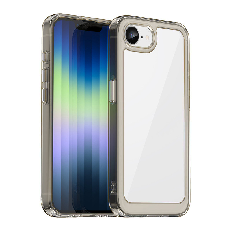 For iPhone 16e Anti-Scratch Clear Hard Backplane+Soft Silicone Border ...