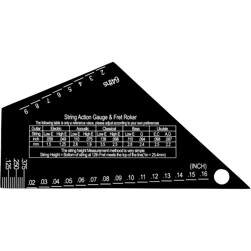 Guitar String Action Gauge Ruler Fret Rocker Tool for Luthiers Buzzing ...