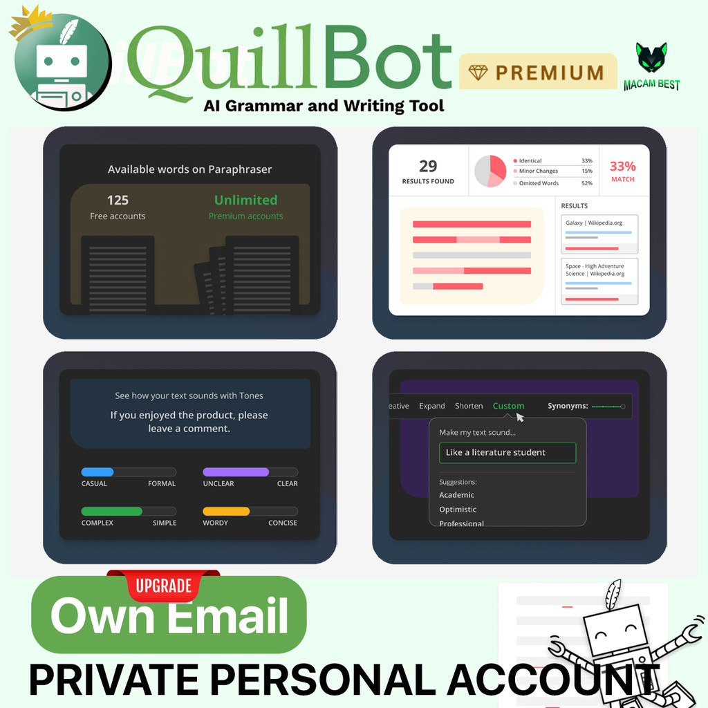 QuillBot 🔏 Private Account | No Sharing, No Logout | 🔄 Auto-Renewal | 🔥 Lifetime Access | 🖥️ For ...