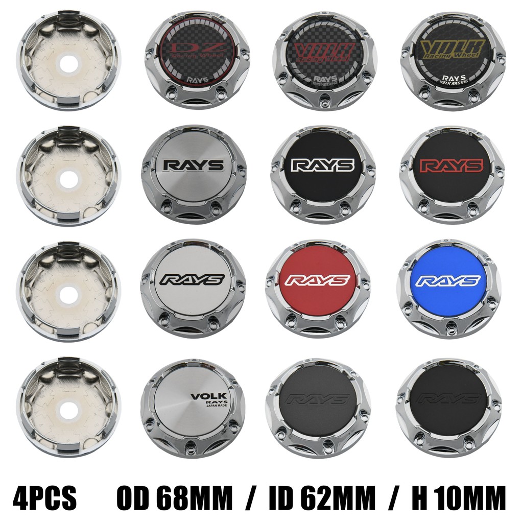 JDM Car Styling 68mm RAYS Rim Cap Wheel Center Cap VOLK Racing Sticker ...