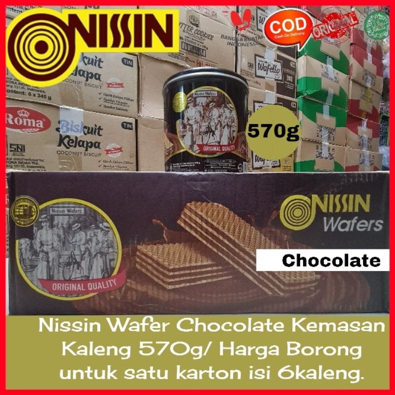 Nissin Wafer Chocolate Kemasan Kaleng 570g/ Harga Borong untuk satu karton isi 6kaleng. | Shopee ...
