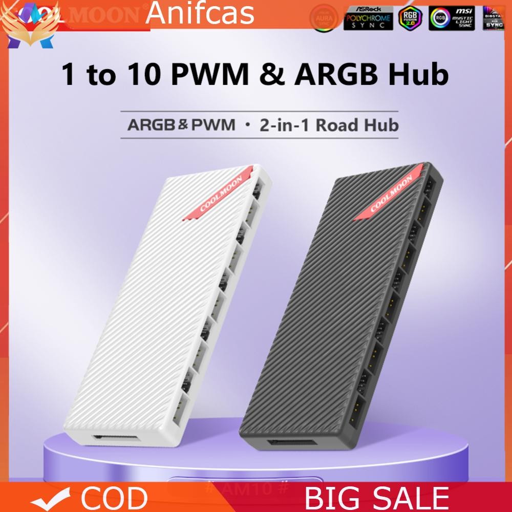 1 To 10 PWM & ARGB Hub Splitter SATA Powered 4Pin PWM 3Pin ARGB Hub for ...