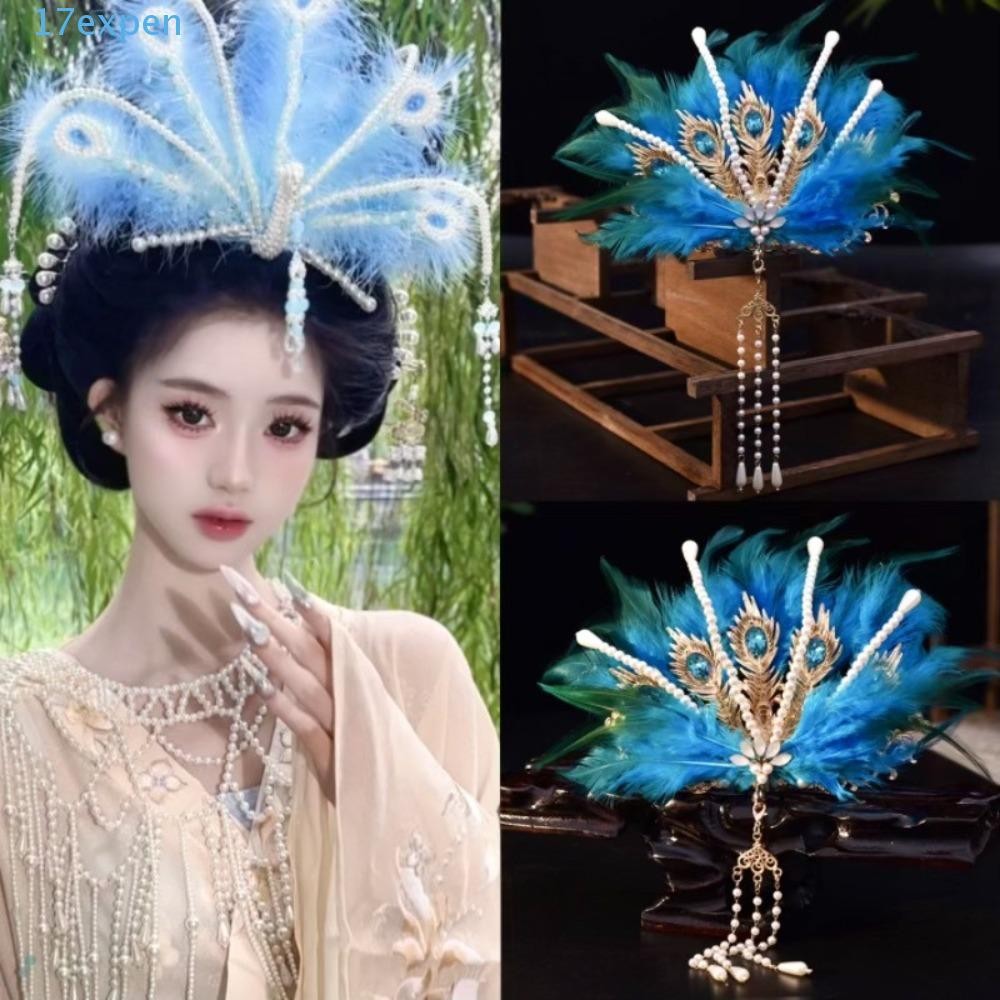 EXPEN Rhinestone Phoenix Coronet, Tassel Jewelry Chinese Hanfu Hair ...