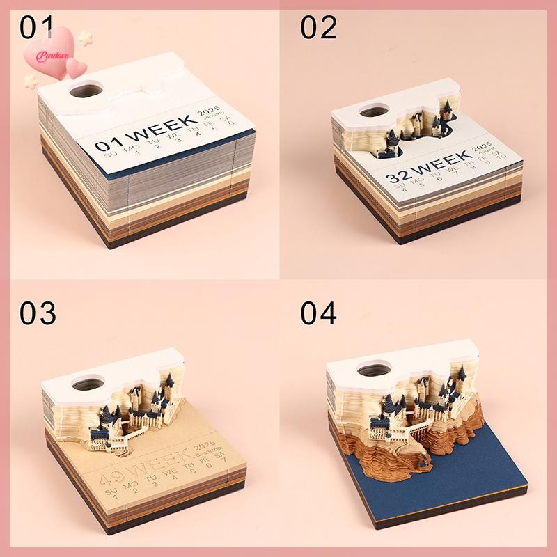 Purelove> Castle Desk Calendar With LED Lights 2025 Calendar Memo Pad ...