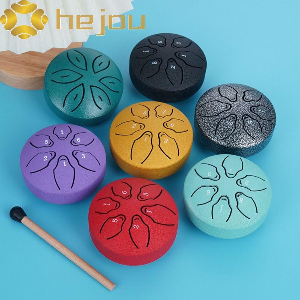 HEJOU Steel Tongue Drum Set, 6-Tone 3 Inch Mini Hand Pan Drums ...