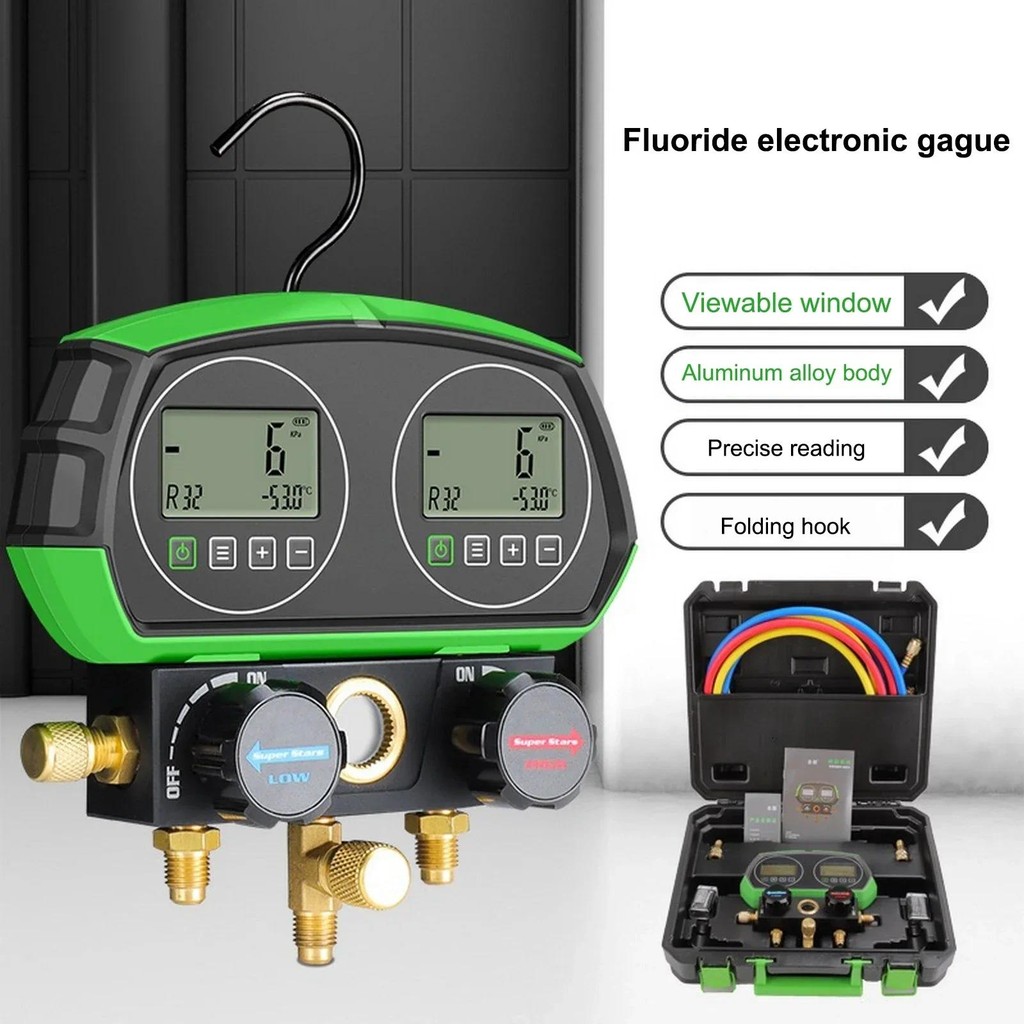 Digital Manifold Meter Refrigeration Vacuum Gauge Pressure Temperature ...