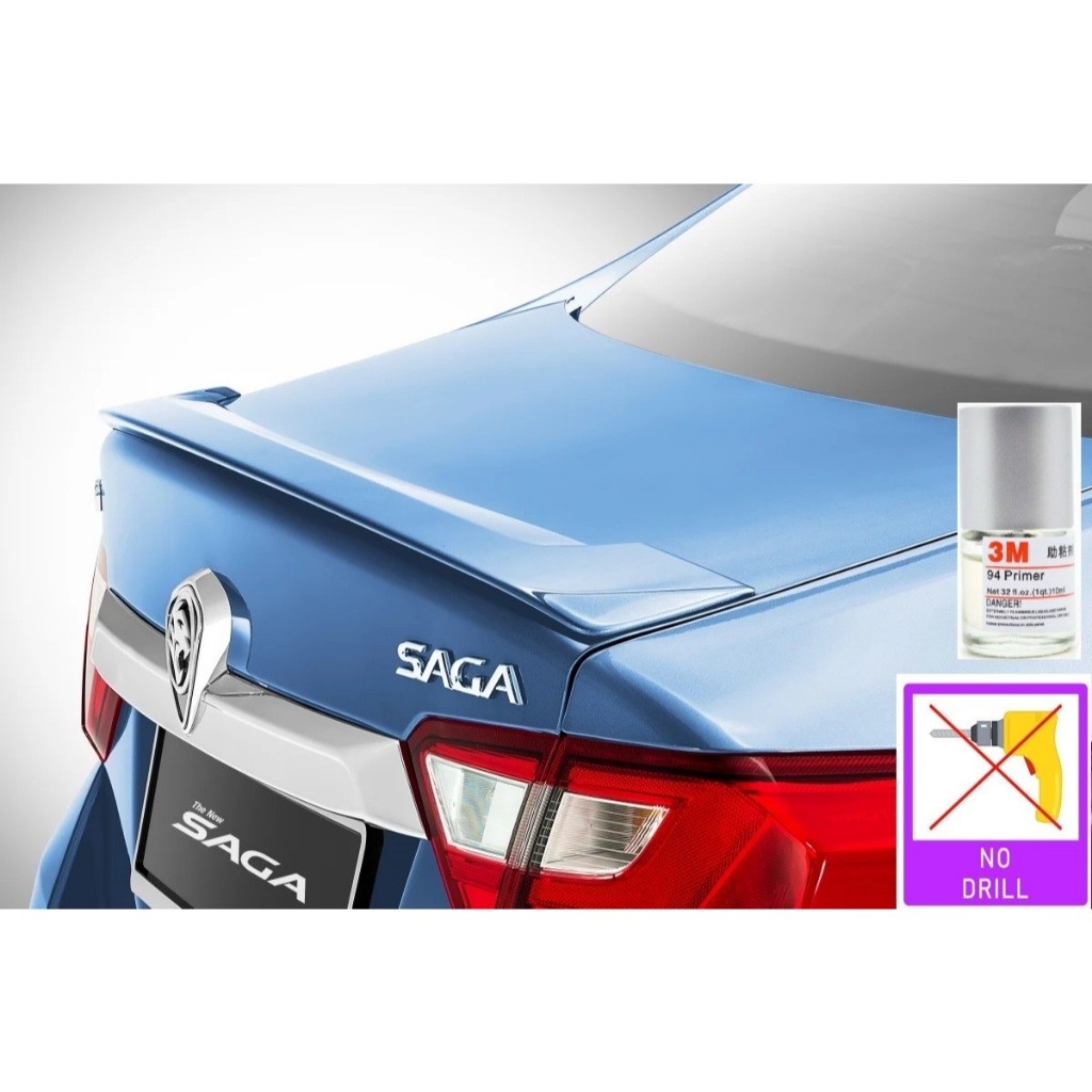PROTON SAGA 2016 OE ABS REAR CAR SPOILER & 3M TAPE PROMOTER PRIMER ...