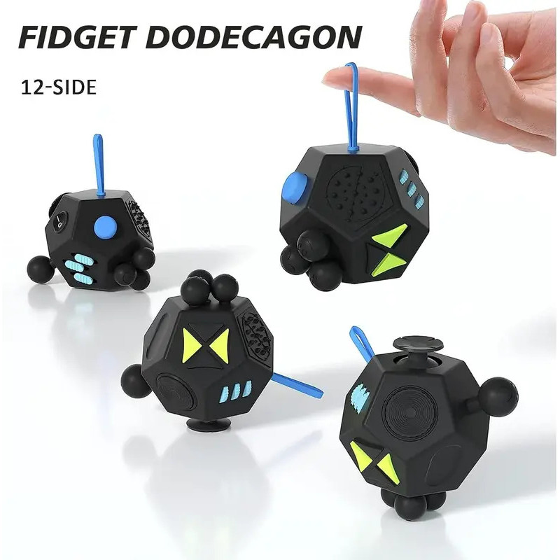 Fidget Dodecagon –12 Side Fidget Toy Cube Relieves Stress and Anxiety ...