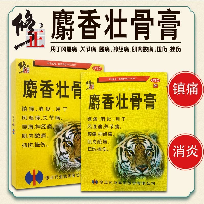 修正麝香壮骨膏10贴 消炎镇痛膏风湿腰痛关节扭伤 老牌子止痛膏药Correct Musk Bone Strengthening Cream ...