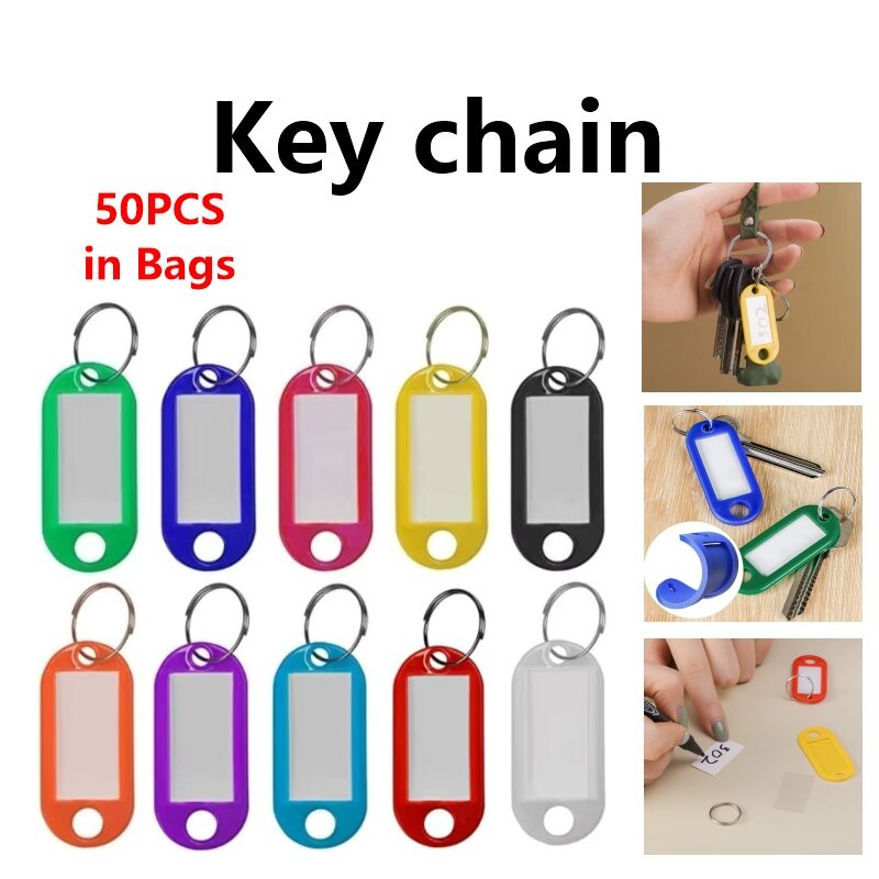 50 Pcs Portable Key ID Tags | Durable Plastic Key Tags with Split Ring ...