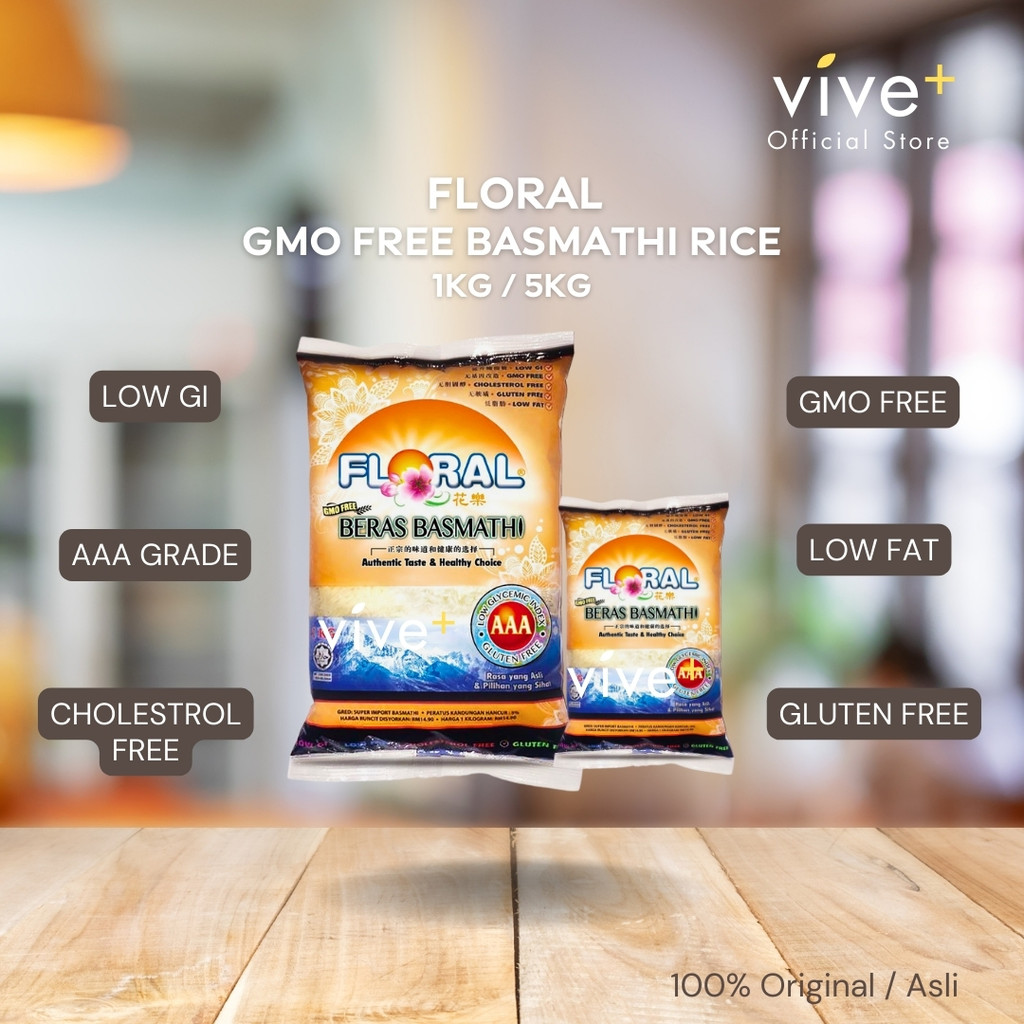 FLORAL GMO Glutten Cholestrol Free Low Fat Healthy Basmati Rice | Beras ...