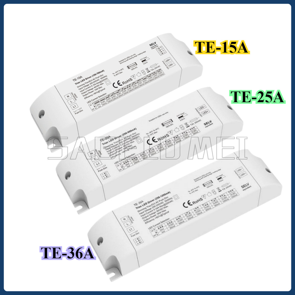 TE-15A/25A/36A Led Triac Dimming Driver 200-240V Input,Output 15-36W 150-1200mA Constant Current ...