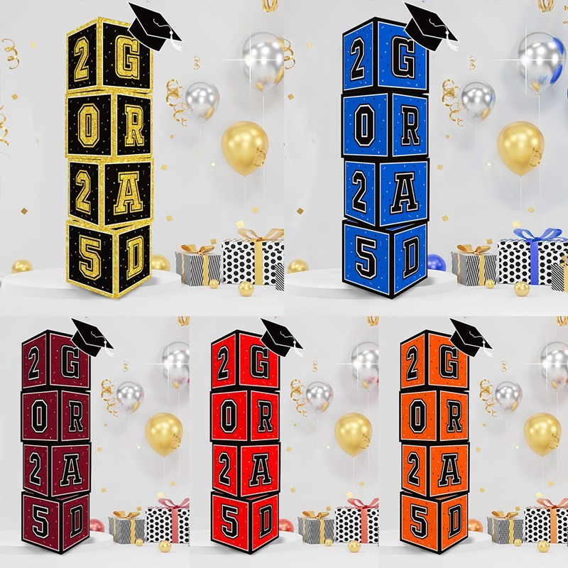 5Colors Graduation Decorations Letter Boxes 2025 Grad Paper Box Black ...