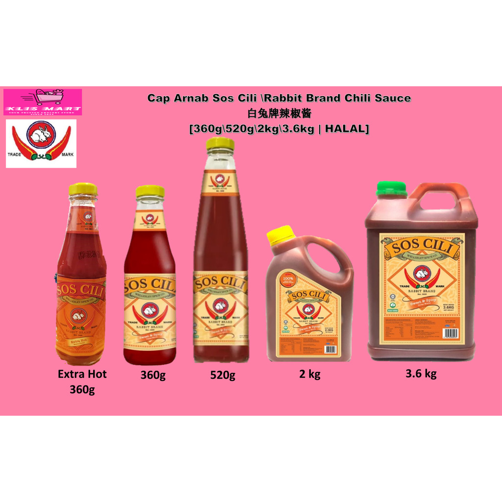 Cap Arnab Sos Cili \Rabbit Brand Chili Sauce\白兔牌辣椒酱 [360g\520g\2kg\3 ...