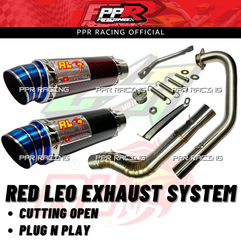 100% ORIGINAL RED LEO RACING Exhaust Cutting OPEN CARBON BLACK Y15 ...