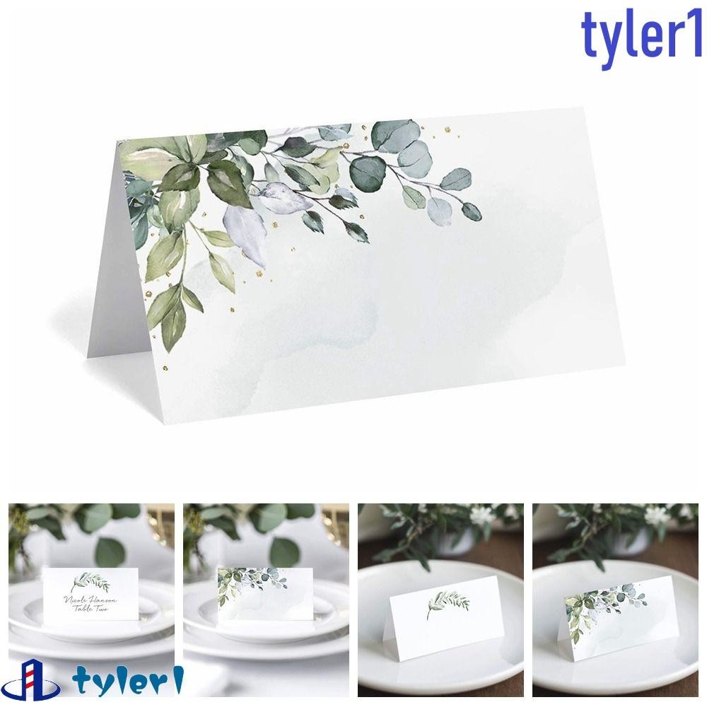 TYLER1 50pcs Seating Place Cards, Printing Simplicity Green Leaf Table ...