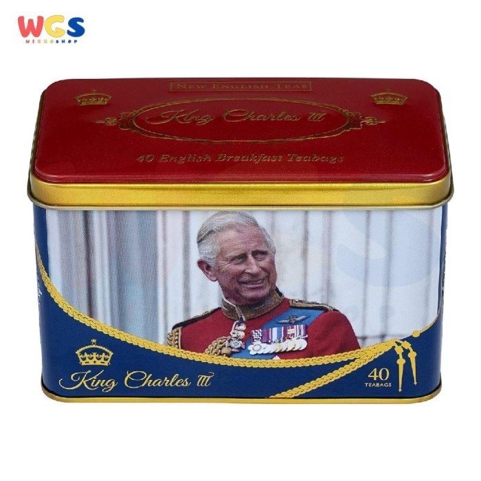New English Teas King Charles III Tea Tin 40 English Breakfast Teabags ...