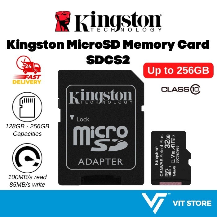 KINGSTON Micro SD Card (128GB/ 256GB) Memory Card 100MB/s Canvas Select ...