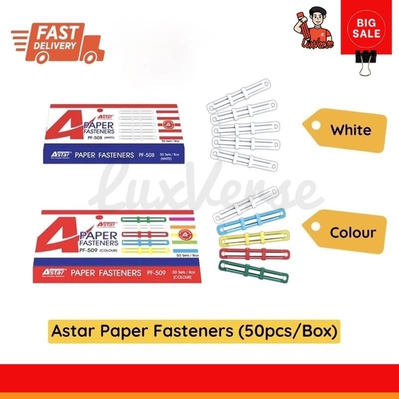 Astar PF509 Paper Fasteners White / Colour (50pcs/Box) 🔥ReadyStock🔥 ...