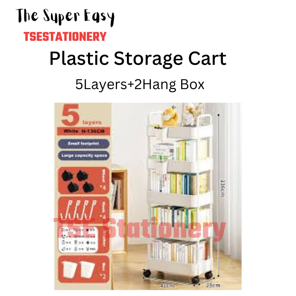 3/4 Layer Racks Plastic Storage Cart Movable Kitchen 3/4 Tier Trolley ...