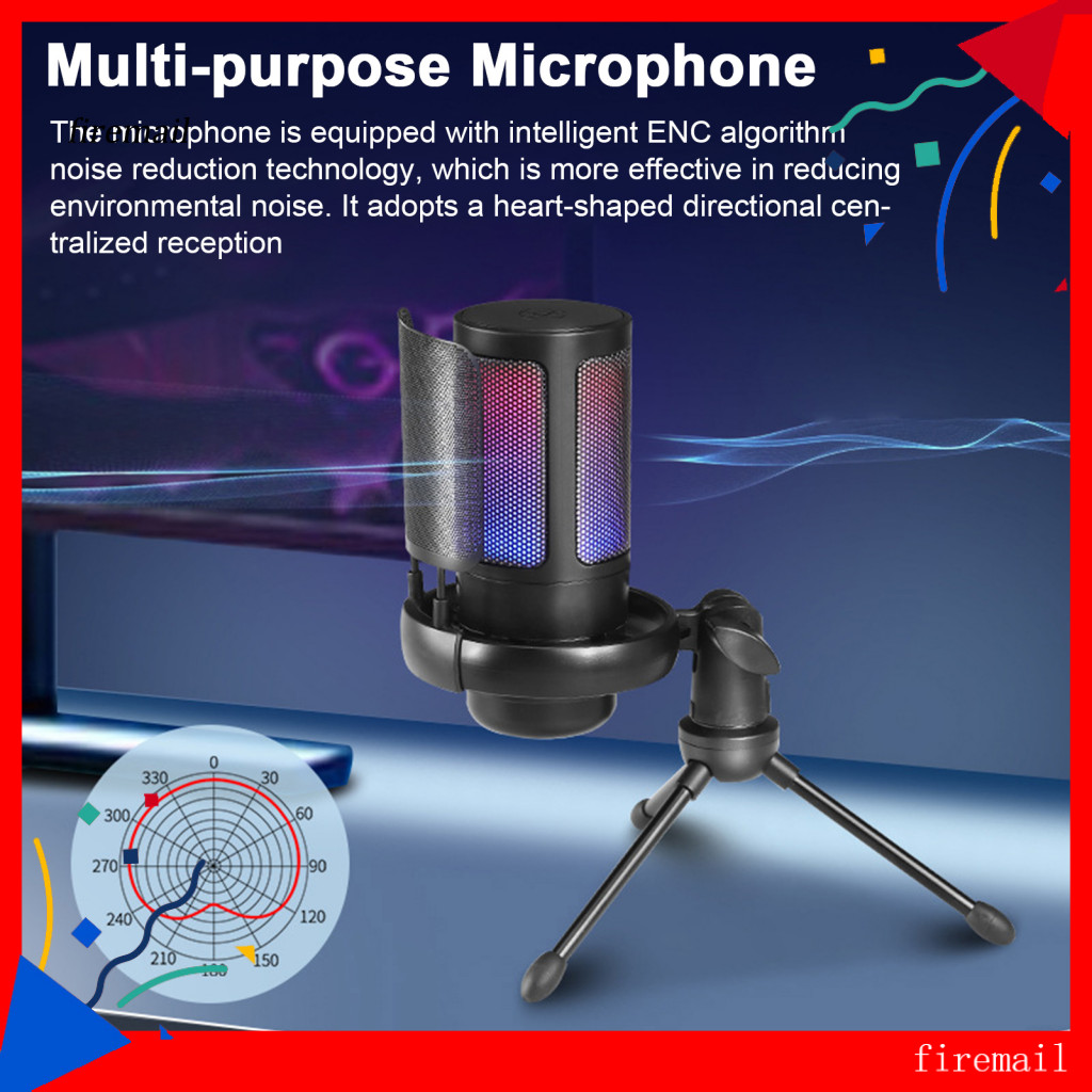 [FM] Laptop Microphone Computer Microphone Rgb Gaming Microphone with ...
