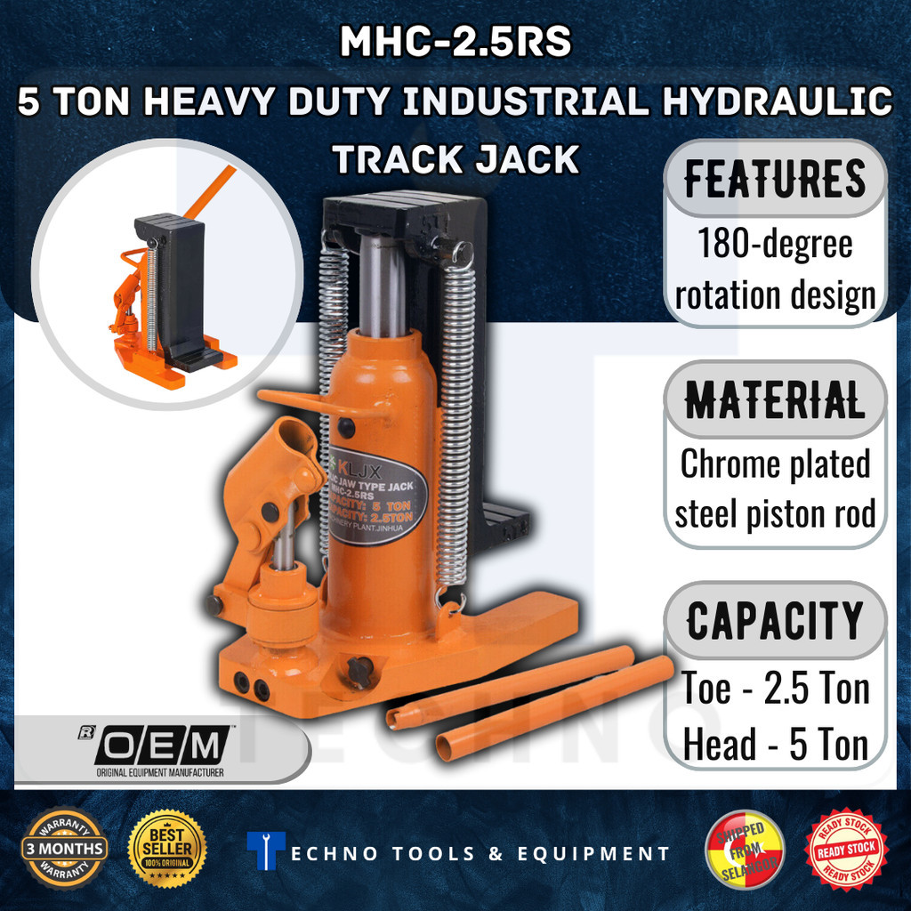 5 Ton Heavy Duty Industrial Hydraulic Track Jack / Toe Jack | Head Capacity: 5 Ton, Toe Capacity ...