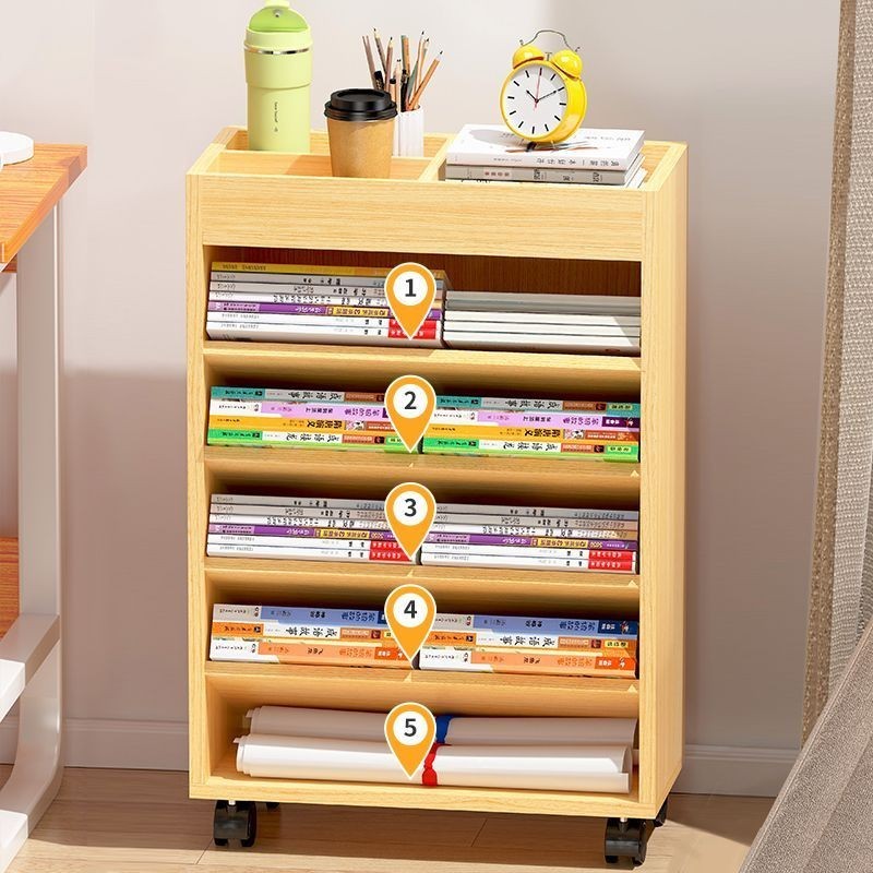 Movable Deskside Bookshelf Shelf Student Under Desk Reading Storage ...