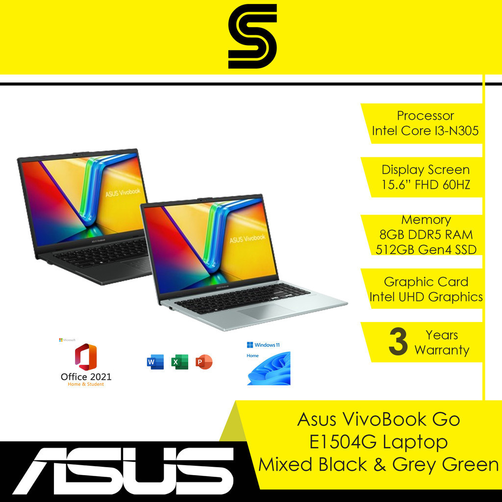 ASUS Vivobook Go E1504G-ANJ325WS/ANJ327WS (Intel 3-N305/8GB DDR5/512GB ...