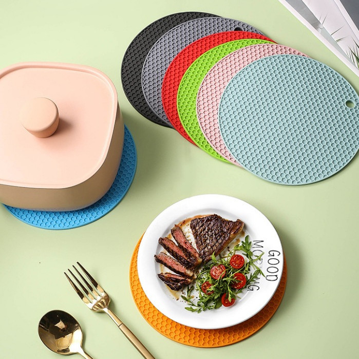 KUCHE Multifunction Non-Slip Silicone Mat Round Table Mat Kitchen Pot ...