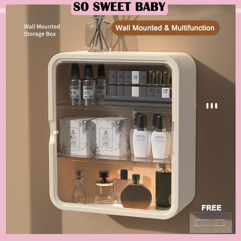 [COD] Cosmetic Storage Box Wall Mounted Toy Display Box Bathroom Shelf ...