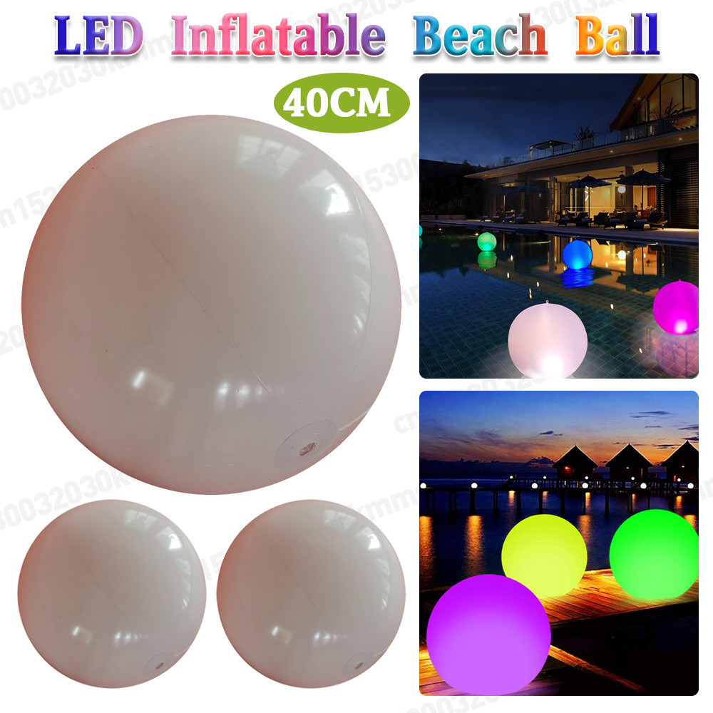 40cm LED Beach Ball 16 Colors Changing Light up Pool Ball Remote ...