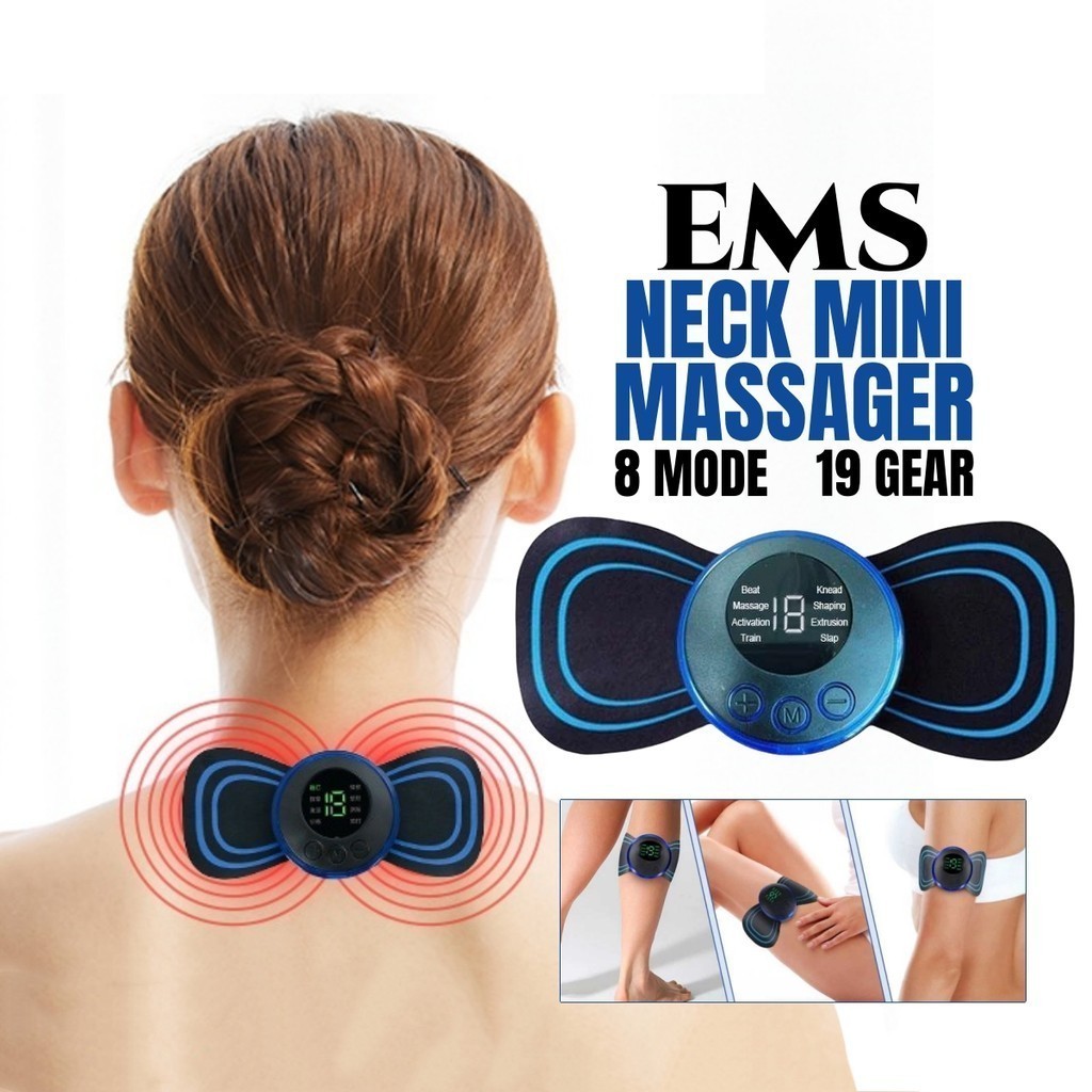 Neck Cervical Massage Sticker EMS Mini Massager Pain Relief Shoulder ...