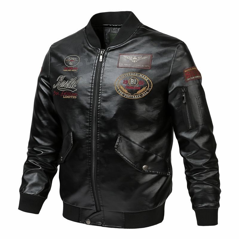 New Style Men's Motorcycle Trendy Leather Jacket Spring Autumn Short ...