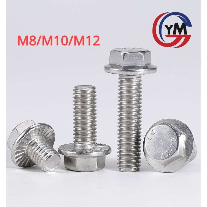 [YMH] M8/m10/m12 304 Stainless Steel Extra Large Flange Outer Hexagon Screw Flange Surface Bolt ...