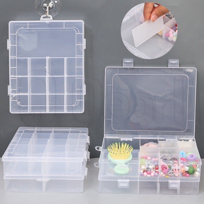 14 Grids Plastic Storage Box - Small Objects Storage Case - Portable ...
