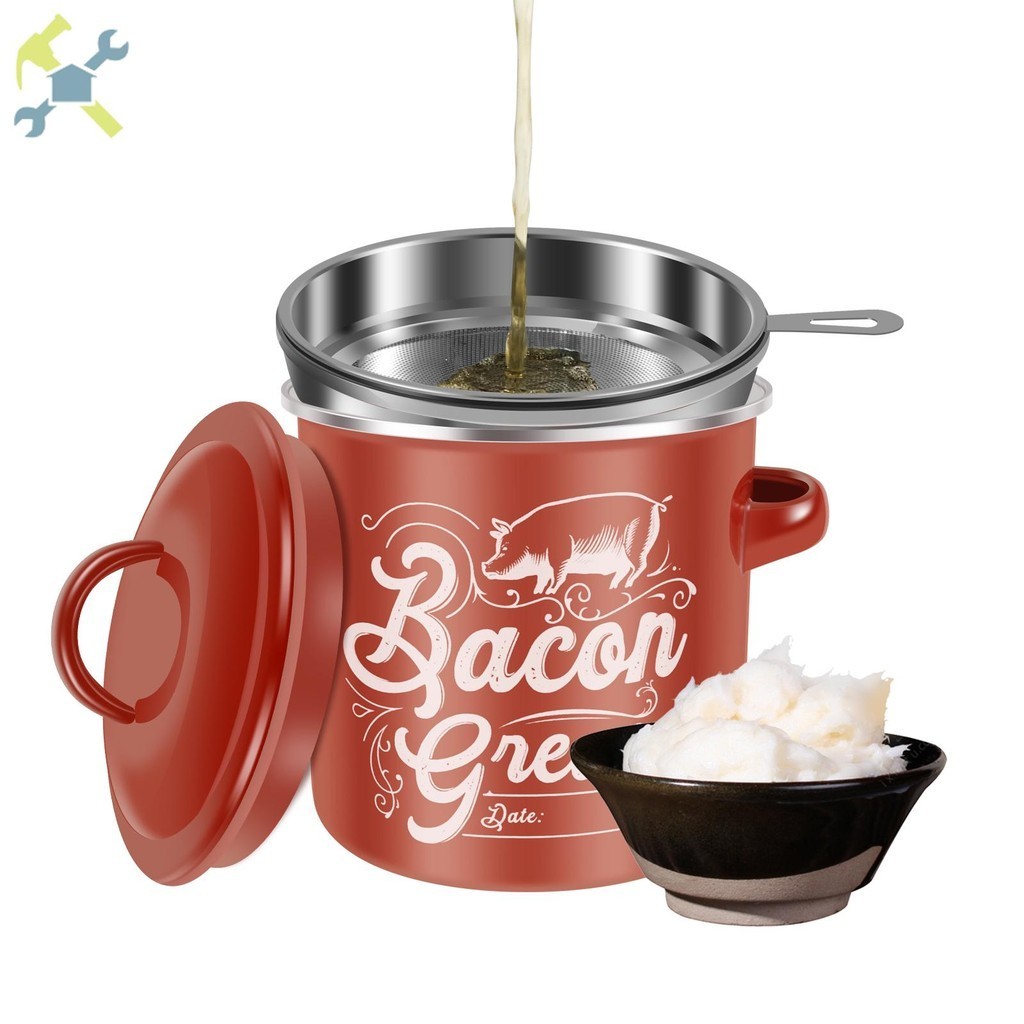 Bacon Grease Container with Strainer 1200ml Bacon Grease Saver with Lid ...