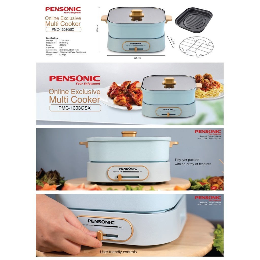 Pensonic Multi Cooker Pot 3.0L Periuk Elektrik Serbaguna 多功能電煮鍋 電子鍋 PMC ...