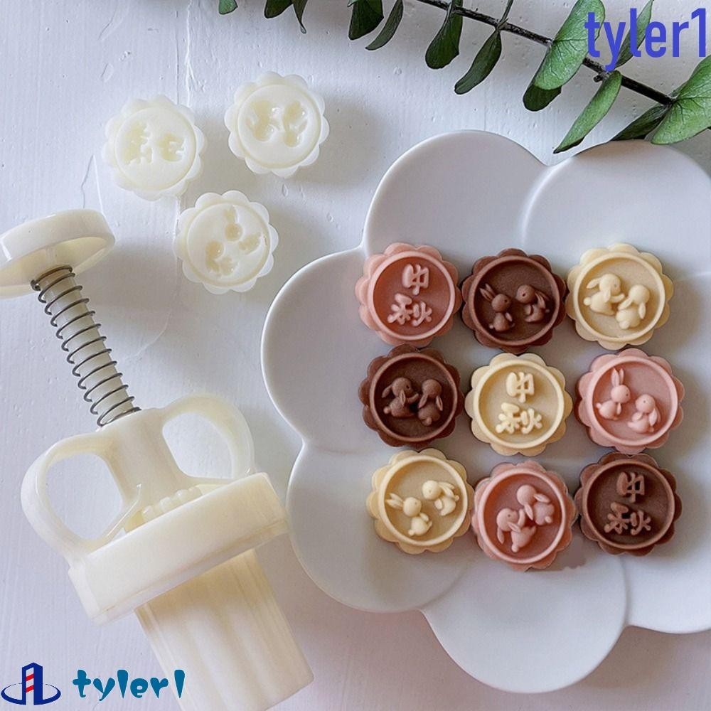 TYLER1 Mooncake Molds, Plastic Flower Shaped Mooncake Stamp, Reusable ...