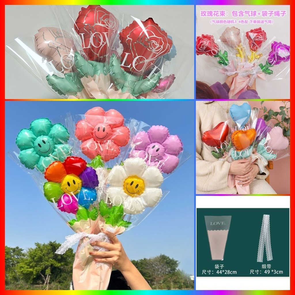 [Spot] 5 warna pilihan anda, set belon jambak bunga DIY, belon cinta ...