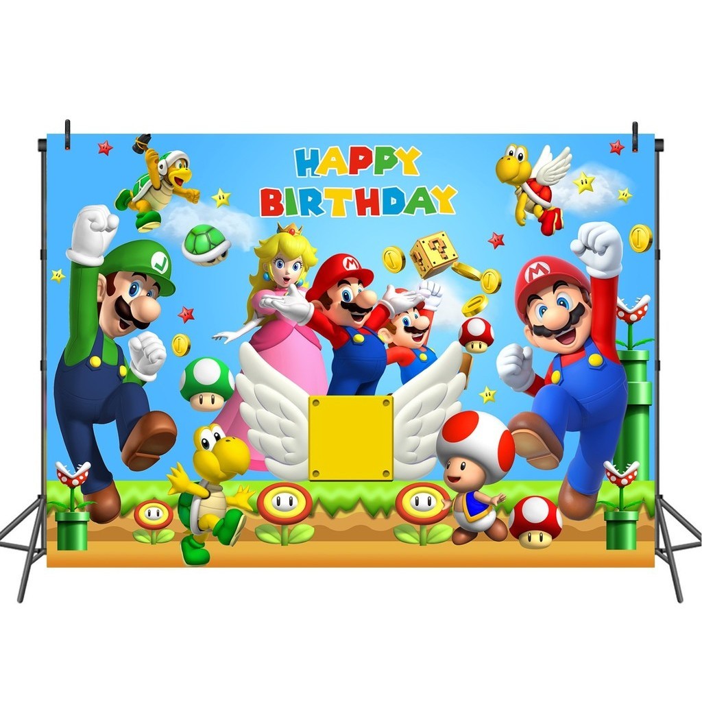 Mario Birthday Backdrop Super Mario Party Mario Birthday Backdrop Mario ...
