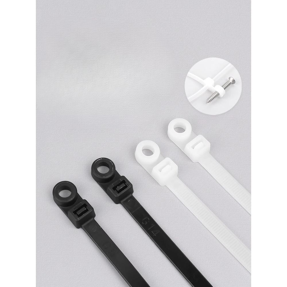 Fixed Head Nylon Cable Ties White Black Screw Hole Ties Cable Ties Bundled Locking High ...