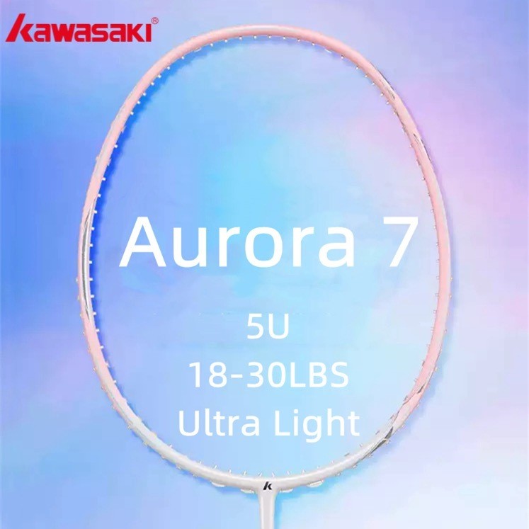 Kawasaki Aurora-7 Badminton Racket 5U Ultra-Light 18-30 Tension Support All Carbon Fiber Racket ...