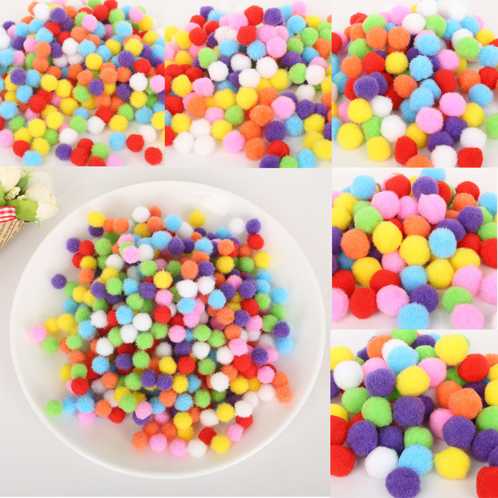 10mm-30mm 100-500Pcs/lot Mixed Soft Round Shaped Pompom Balls Fluffy ...